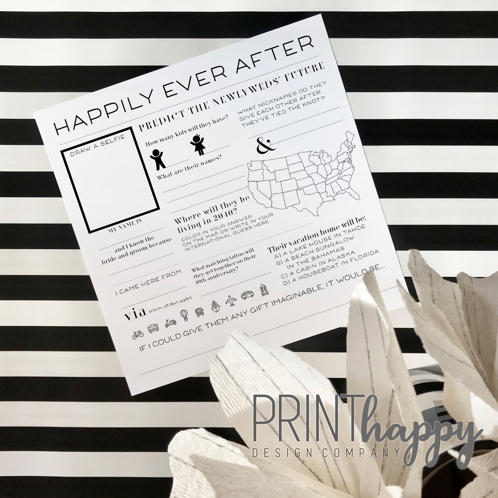 Wedding Advice Scrapbook Sheet, Newlyweds Predictions, Wedding Activity ...