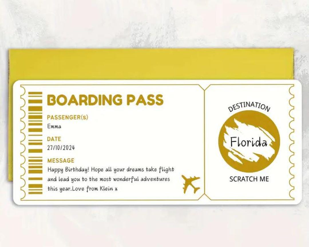 Personalised Scratch Reveal Boarding Pass, Scratch Reveal for Surprise ...
