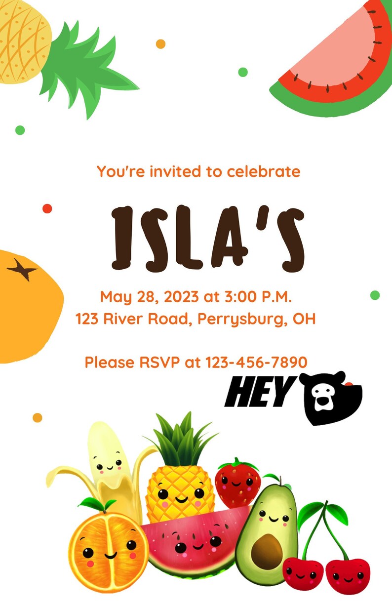 Hey Bear Birthday Invitation - Etsy