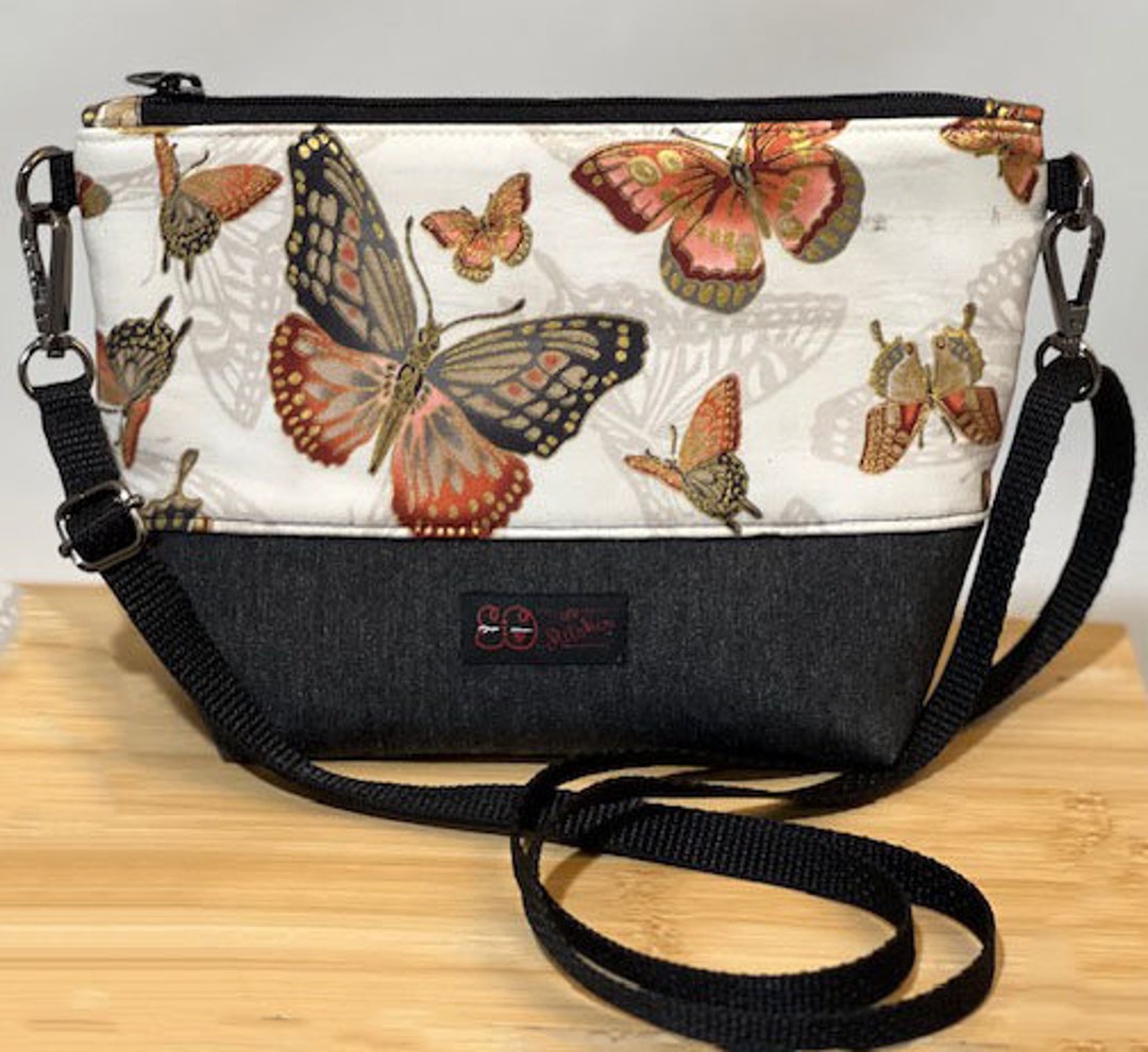 Butterfly Crossbody Bag, With Gold Metallic Accents, Sunbrella Bottom ...