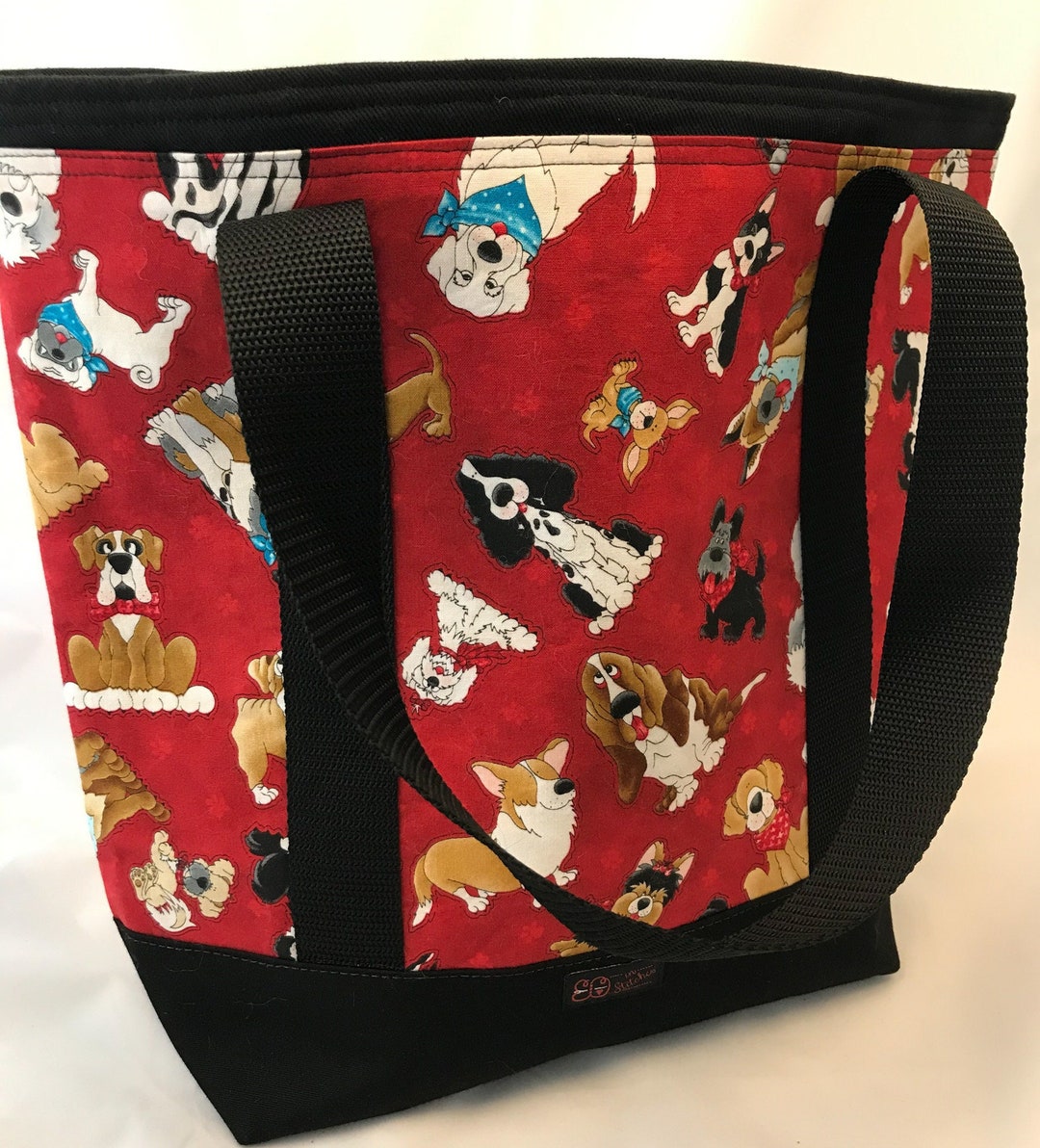 Cute Dog Tote Bag, Large Handbag, Cute Dog Cartoons, Pets, Pocket ...