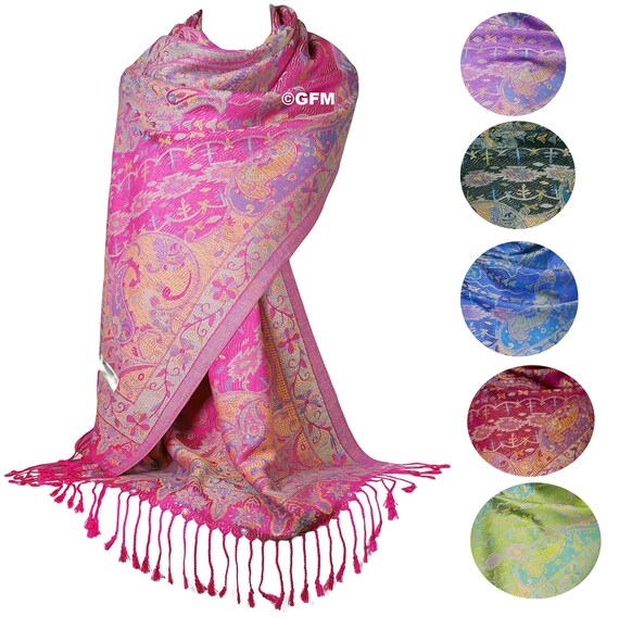 GFM Mosaic Weave Pashmina Style Scarf in Floral Design MSC1 | Etsy UK