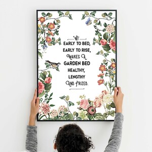Vintage Flowers Poster Garden Sayings, Quote Wall Art, Gardeners Home ...