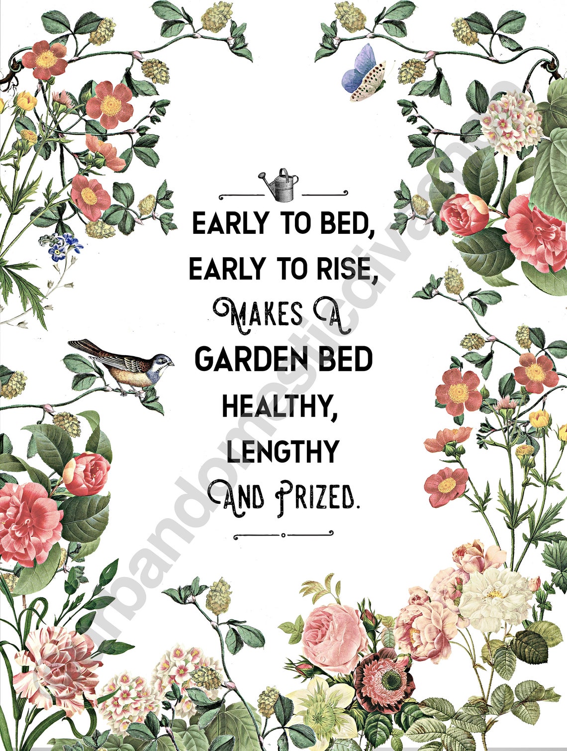 Vintage Flowers Poster Garden Sayings, Quote Wall Art, Gardeners Home ...