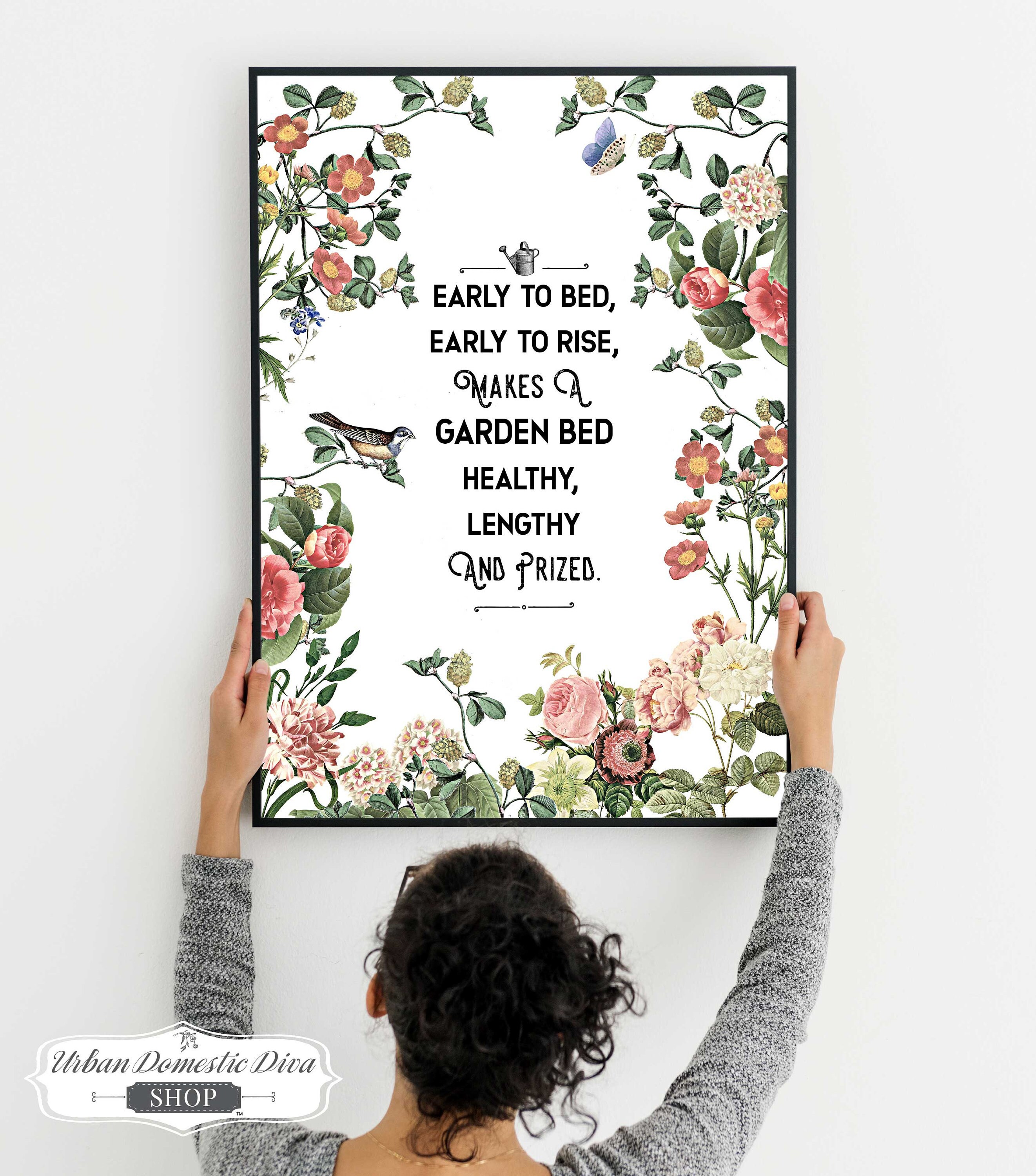Vintage Flowers Poster Garden Sayings, Quote Wall Art, Gardeners Home ...