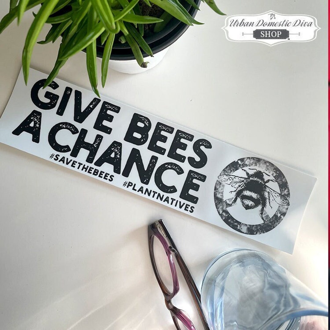 Bees Bumper Sticker, Pollinator Vinyl Decal, Save the Bee Car Decal ...