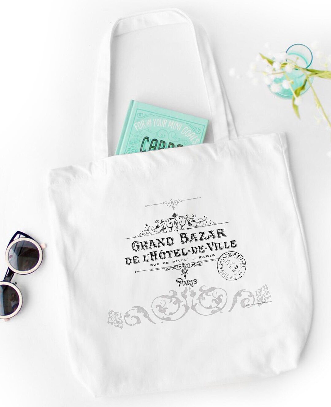 French Farmhouse Style Tote Bag, Vintage French Art Bag, Parisian Style ...