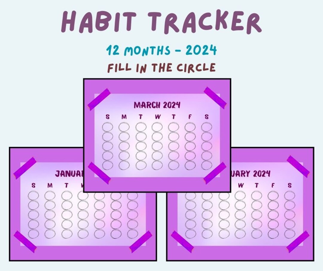 2024 Habit Tracker L Printable L Fill in the Circle L Pdf L Horizonal L ...