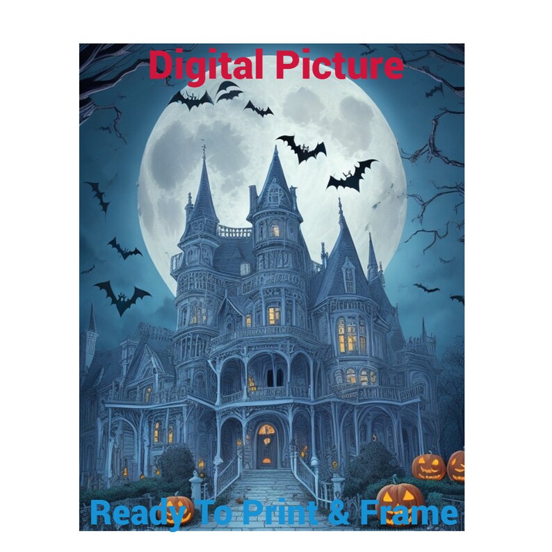 Halloween Haunted House Print Full Color Digital Download Creepy Home ...