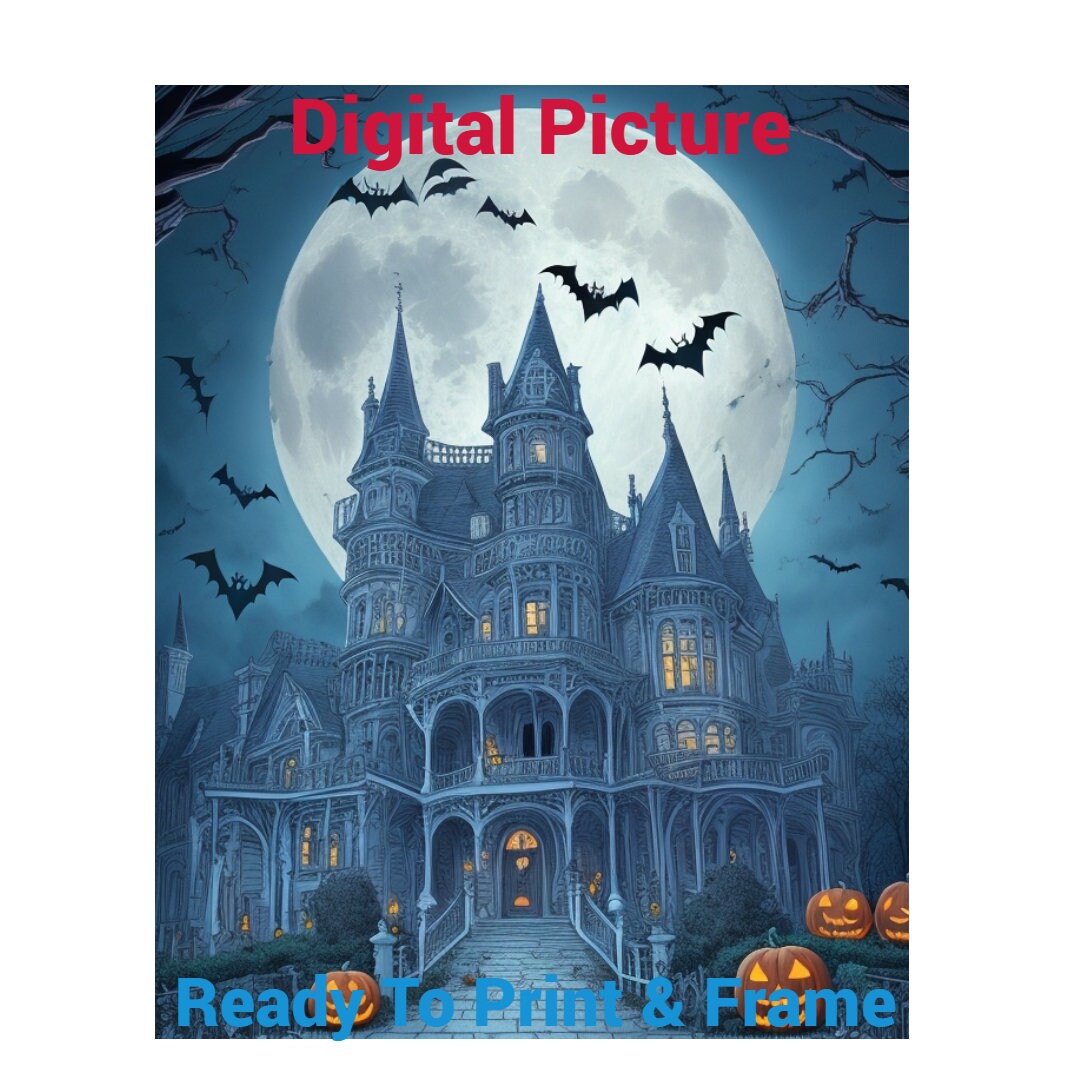 Halloween Haunted House Print Full Color Digital Download Creepy Home ...