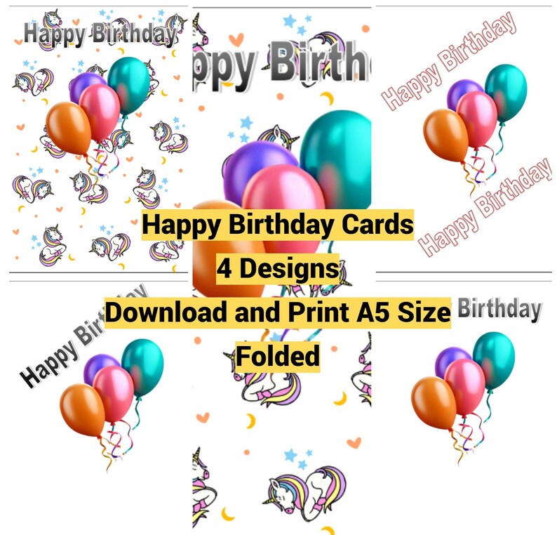 Happy Birthday Cards Printable X 4 High Quality Designs Download and ...