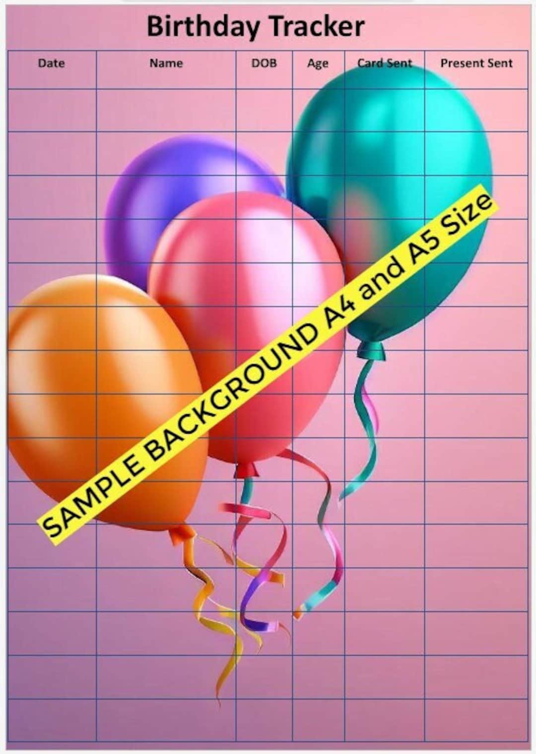 Birthday Tracker Printable Template, Birthday Planner, Birthday ...