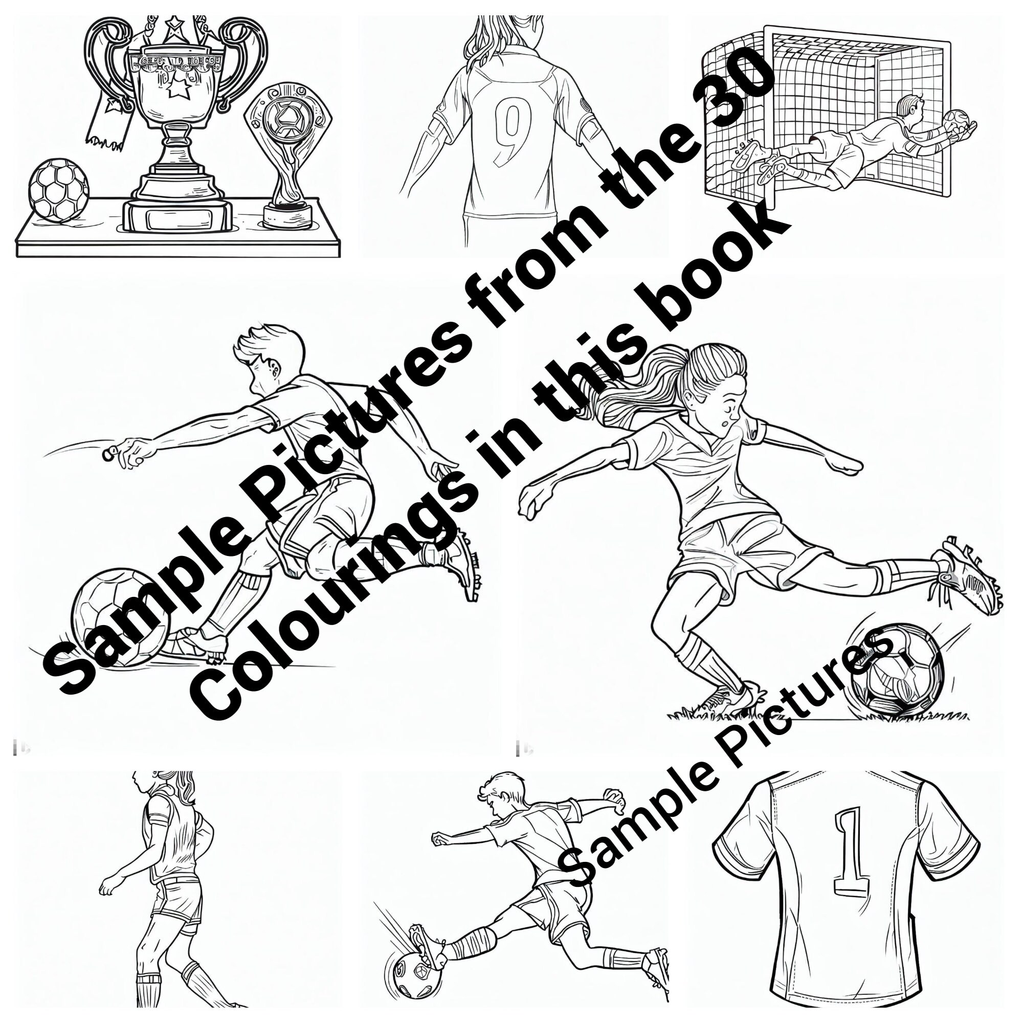 Soccer Football Coloring Pages 30 Action Packed Pictures, Fun Book for ...