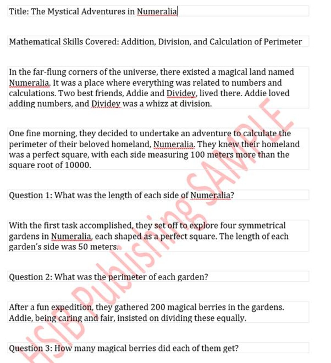 Maths Worksheets Story Maths Book 3: Maths Questions Within a Story ...