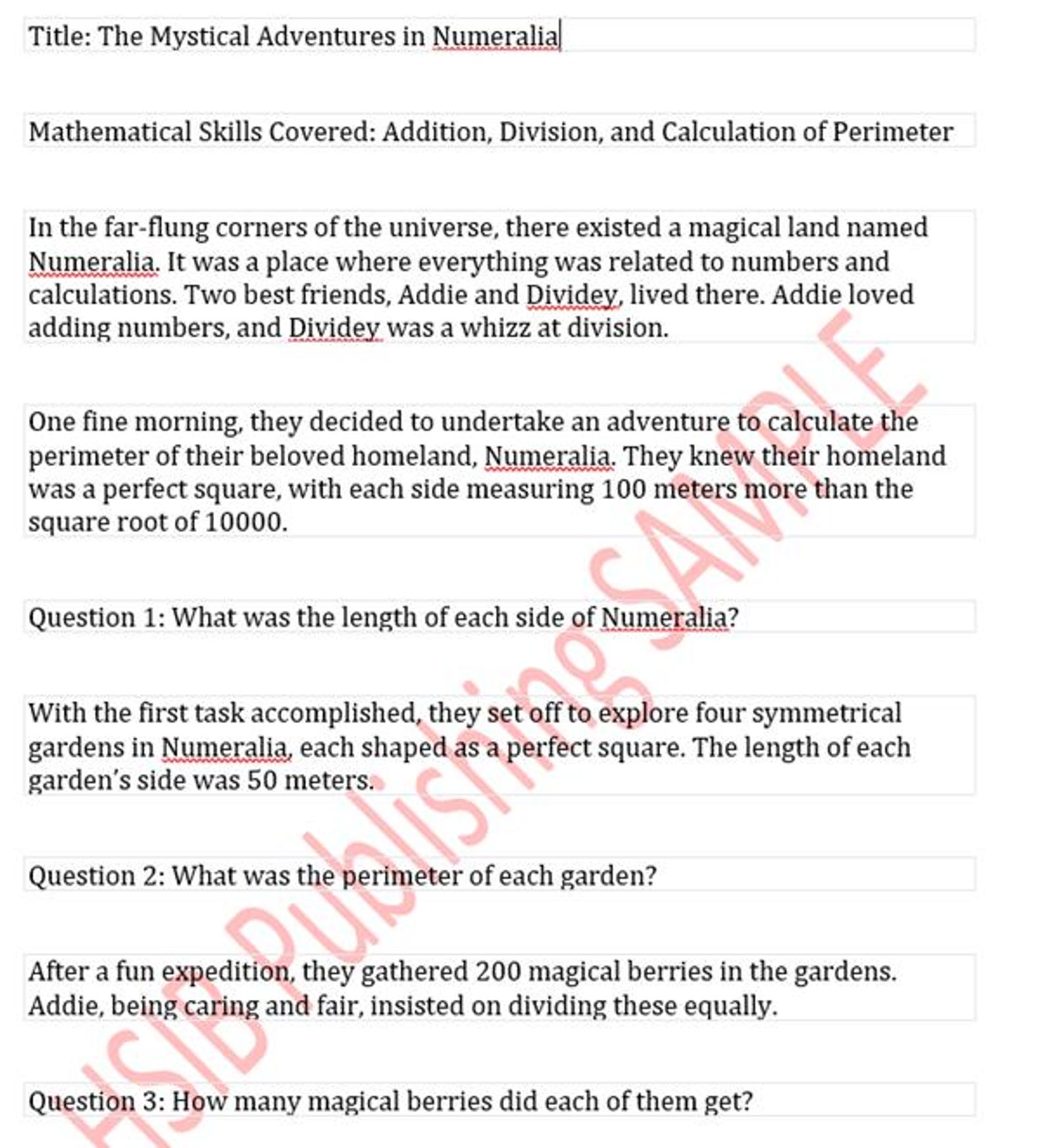 Maths Worksheets Story Maths Book 2: Maths Questions Within a Story ...