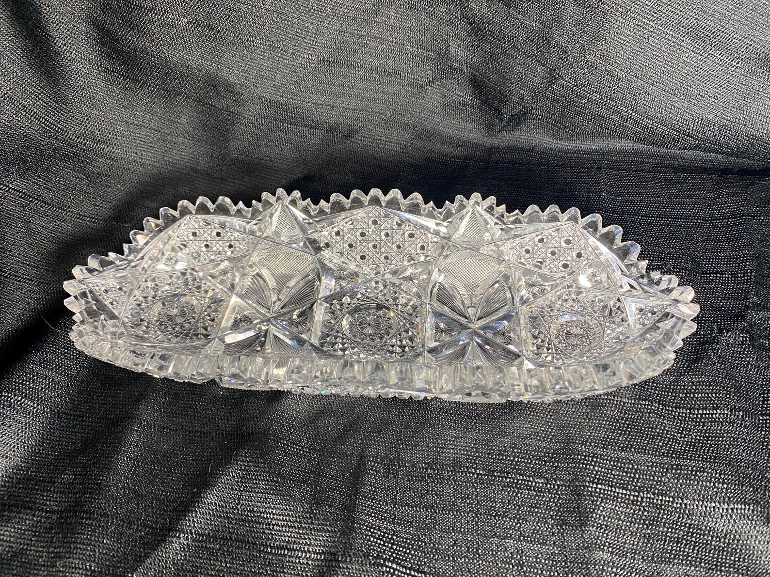 ABP American Brilliant Period Cut Glass Crystal Crimped Tray Antique - Etsy