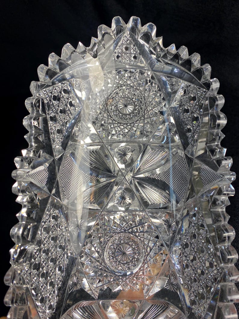 ABP American Brilliant Period Cut Glass Crystal Crimped Tray Antique - Etsy