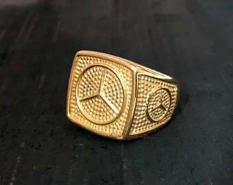 Mercedes Gold Ring | Etsy
