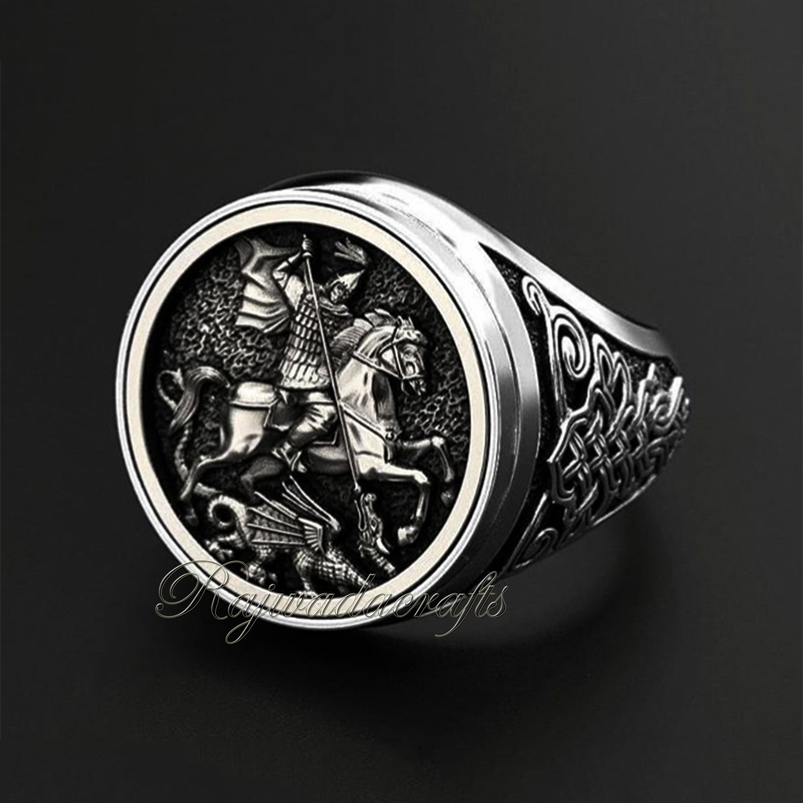 Sovereign Silver Ring 925 Sterling Silver Signet Ring Man | Etsy