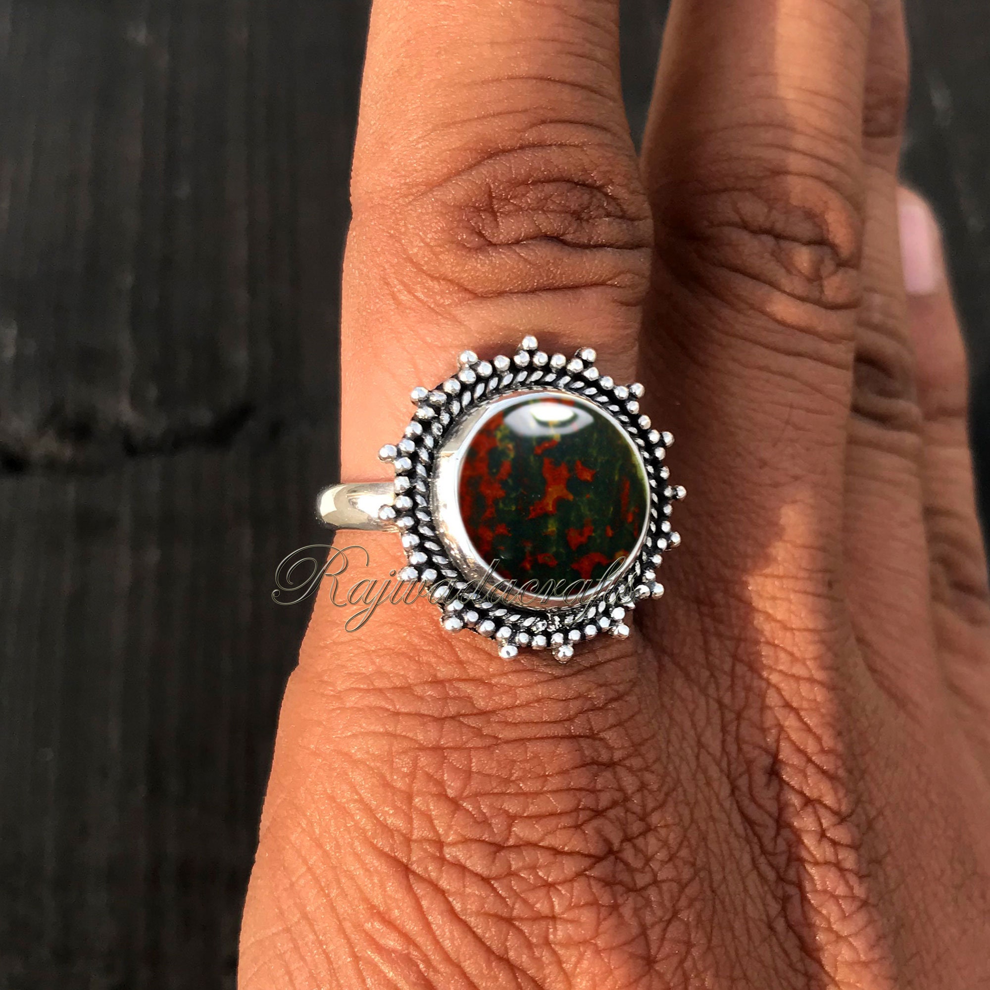 Bloodstone ring Natural bloodstone 925 silver ring | Etsy