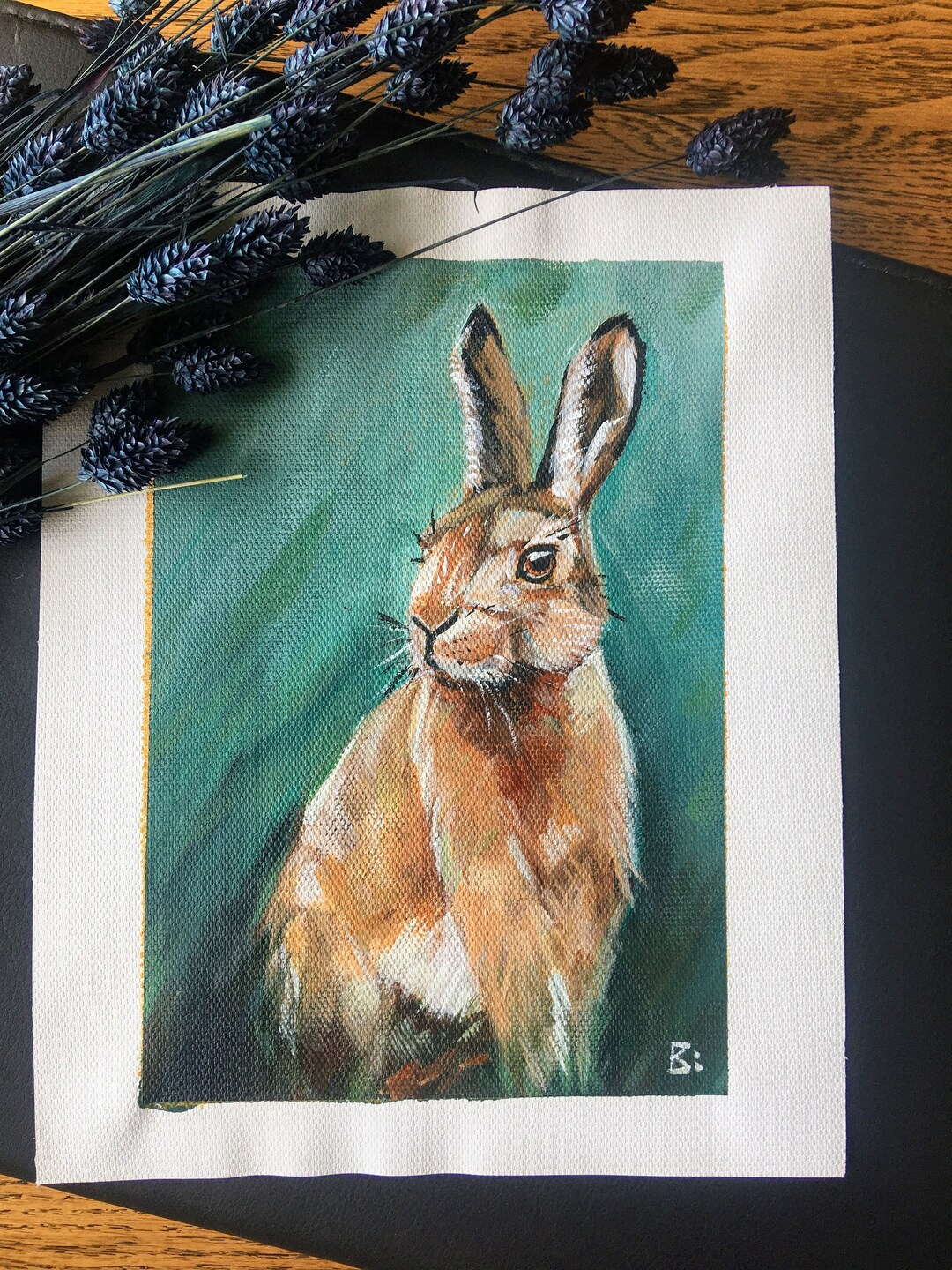 Hare - Acrylic Portrait of Hare on A4 Cotton Canvas Sheet Unframed - Etsy