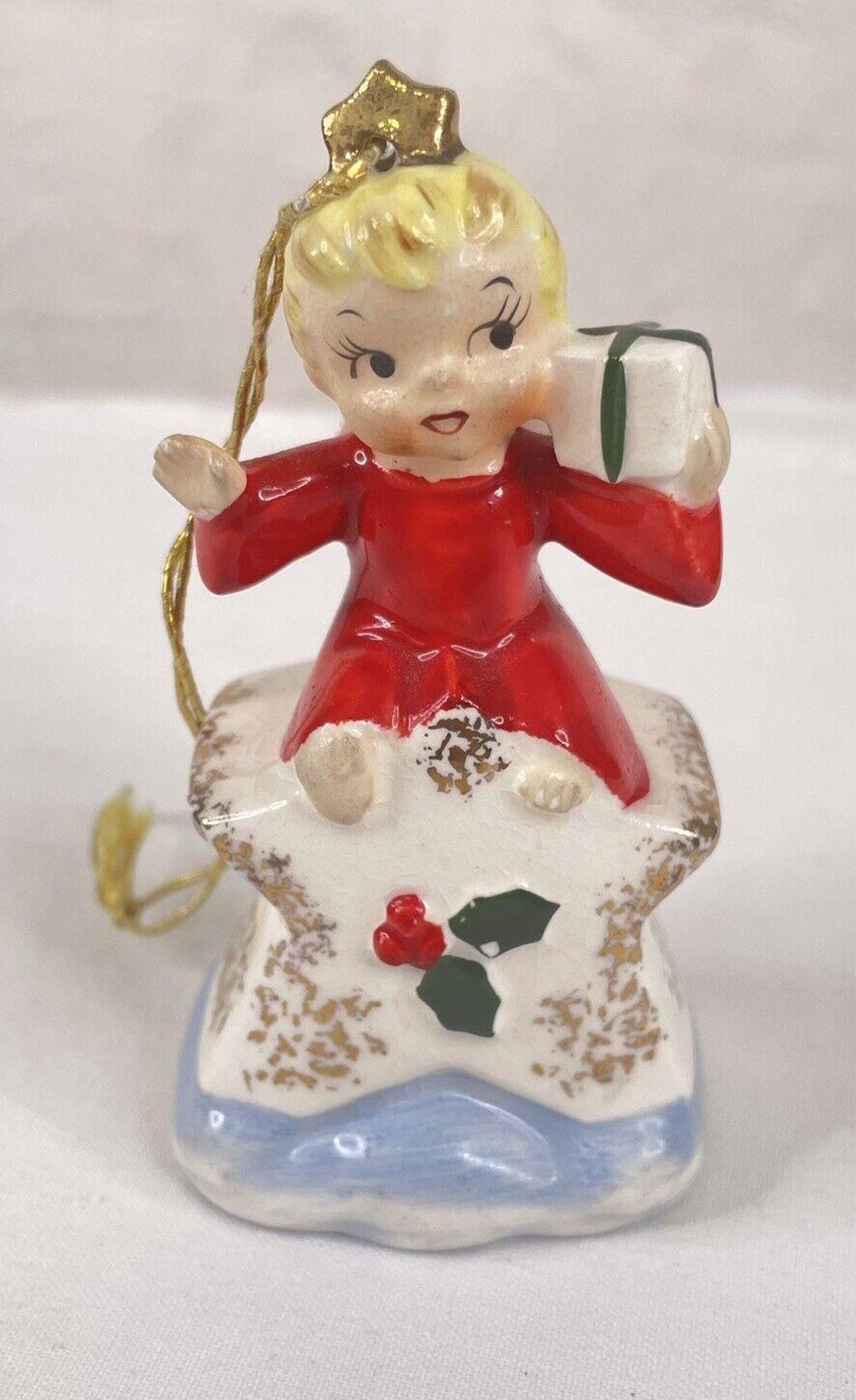 Vintage NAPCO 1957 Angel Bell Rare Ornament Japan Star Present Red ...