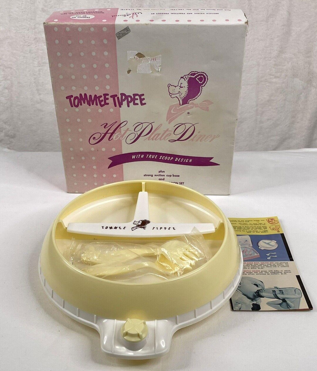 Vintage Tommee Tipper Hot Plate Childs 1950s Fork & Spoon Original Box ...