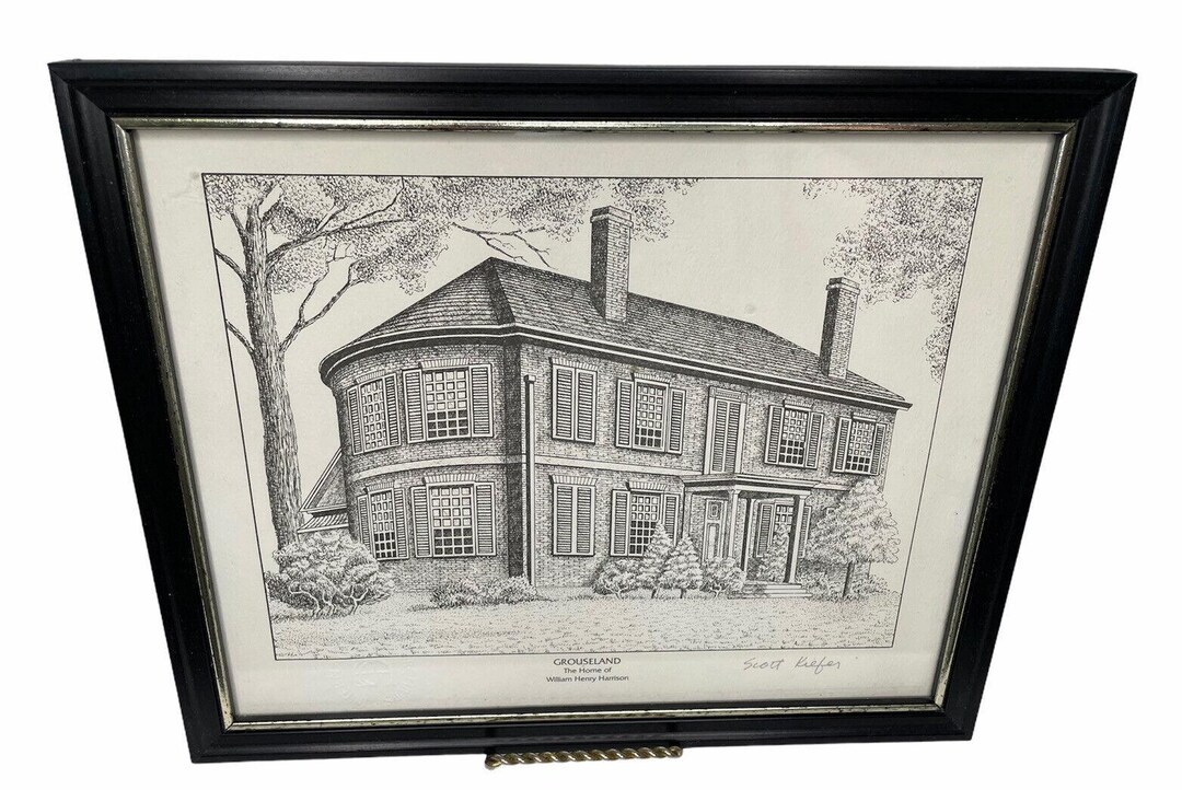 Grouseland Home of William Henry Harrison Framed Signed Scott Kiefer 8 ...