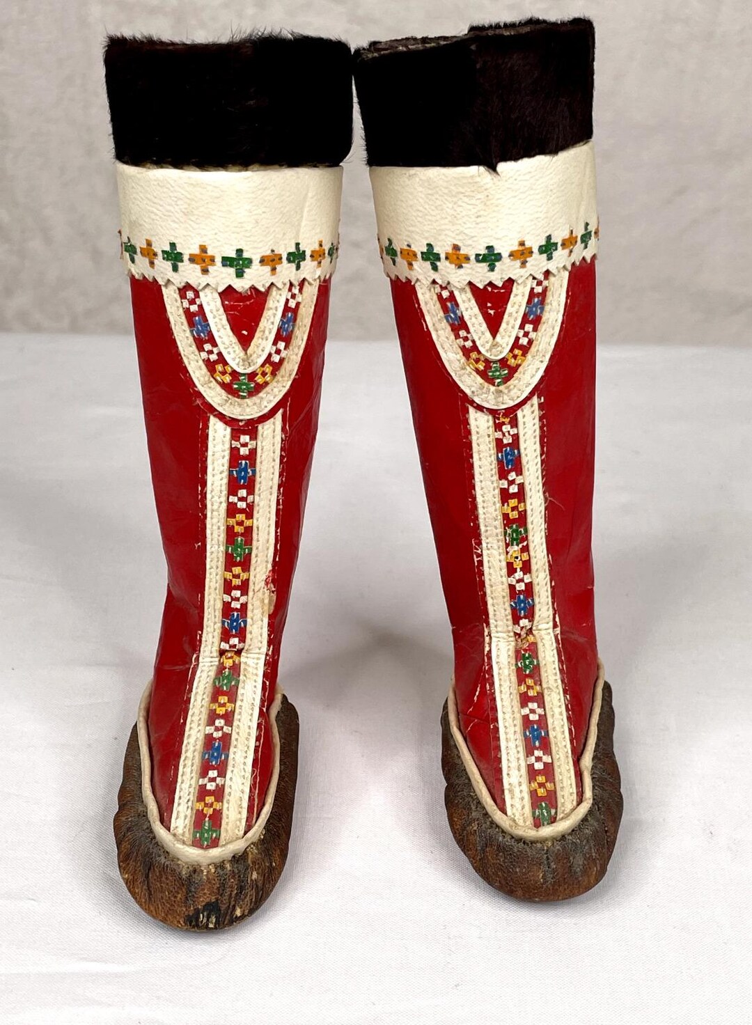 Vintage Inuit Eskimo Greenland Miniature Boots Red Paper Mache 6.5 - Etsy