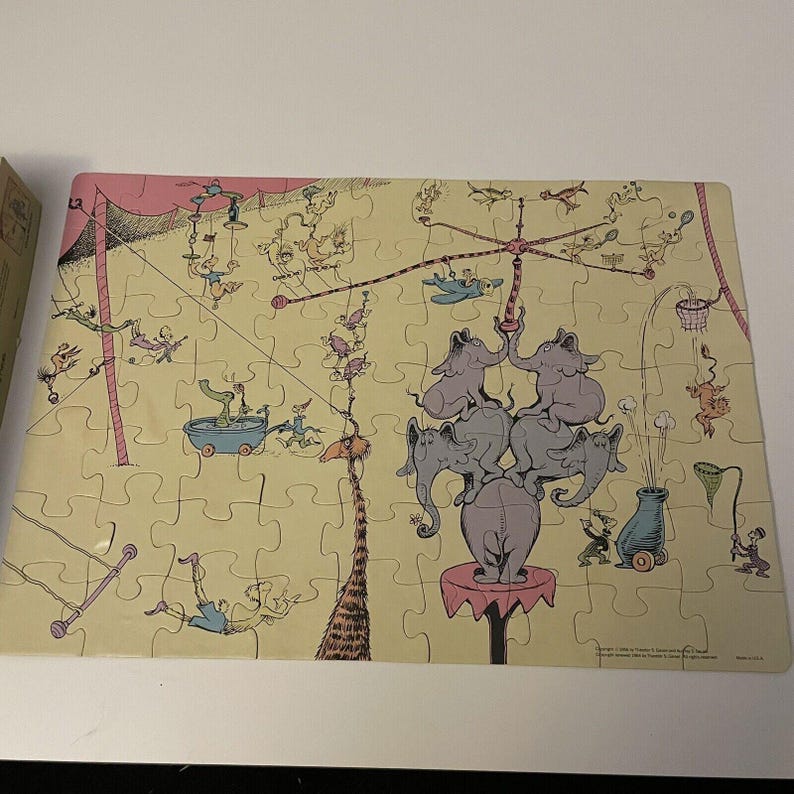 Vintage Dr. Seuss Puzzle Circus Mcgurkus 60 Piece Jigsaw 1984 Elephants ...