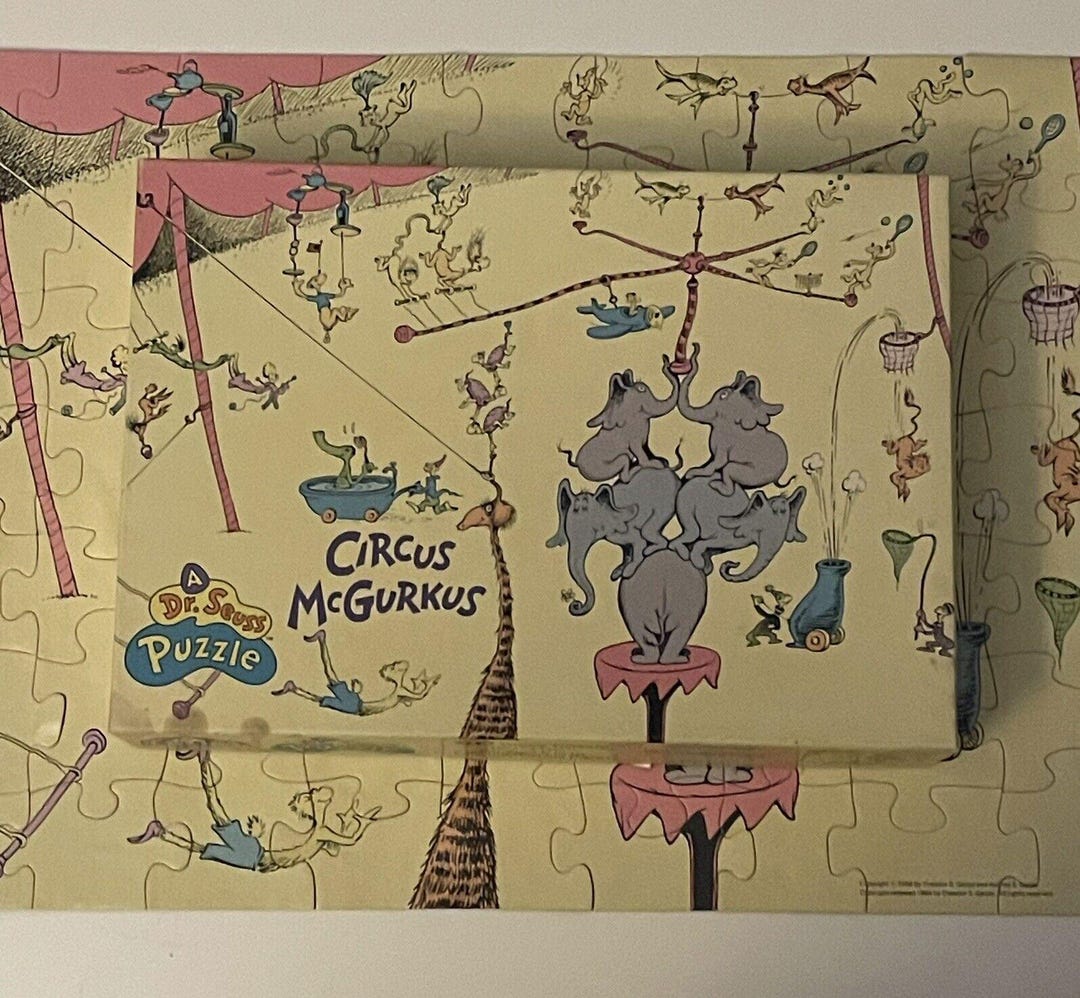 Vintage Dr. Seuss Puzzle Circus Mcgurkus 60 Piece Jigsaw 1984 Elephants ...