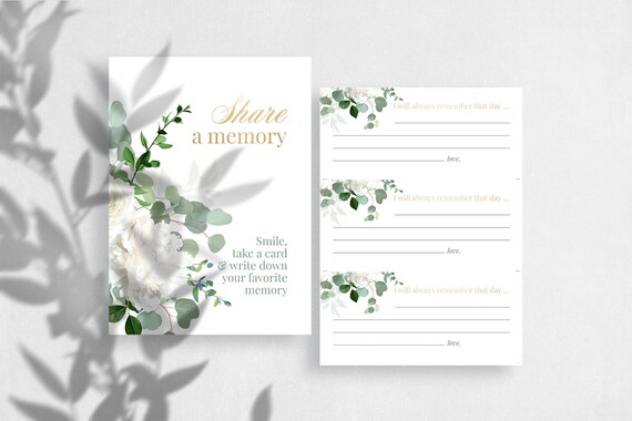White Flowers Share A Memory Printable Set Editable - Etsy