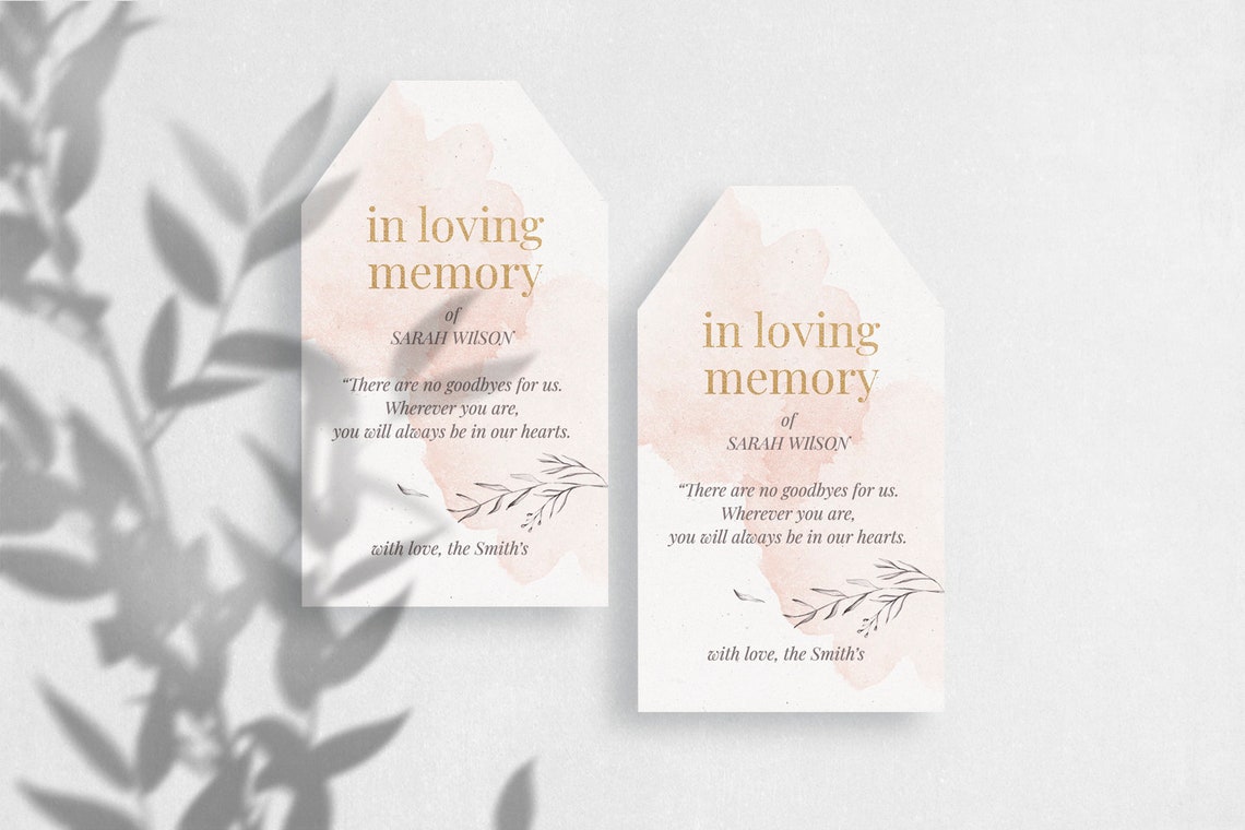 Gray & Gold - in Loving Memory Favor Tag - Editable Tag Template ...