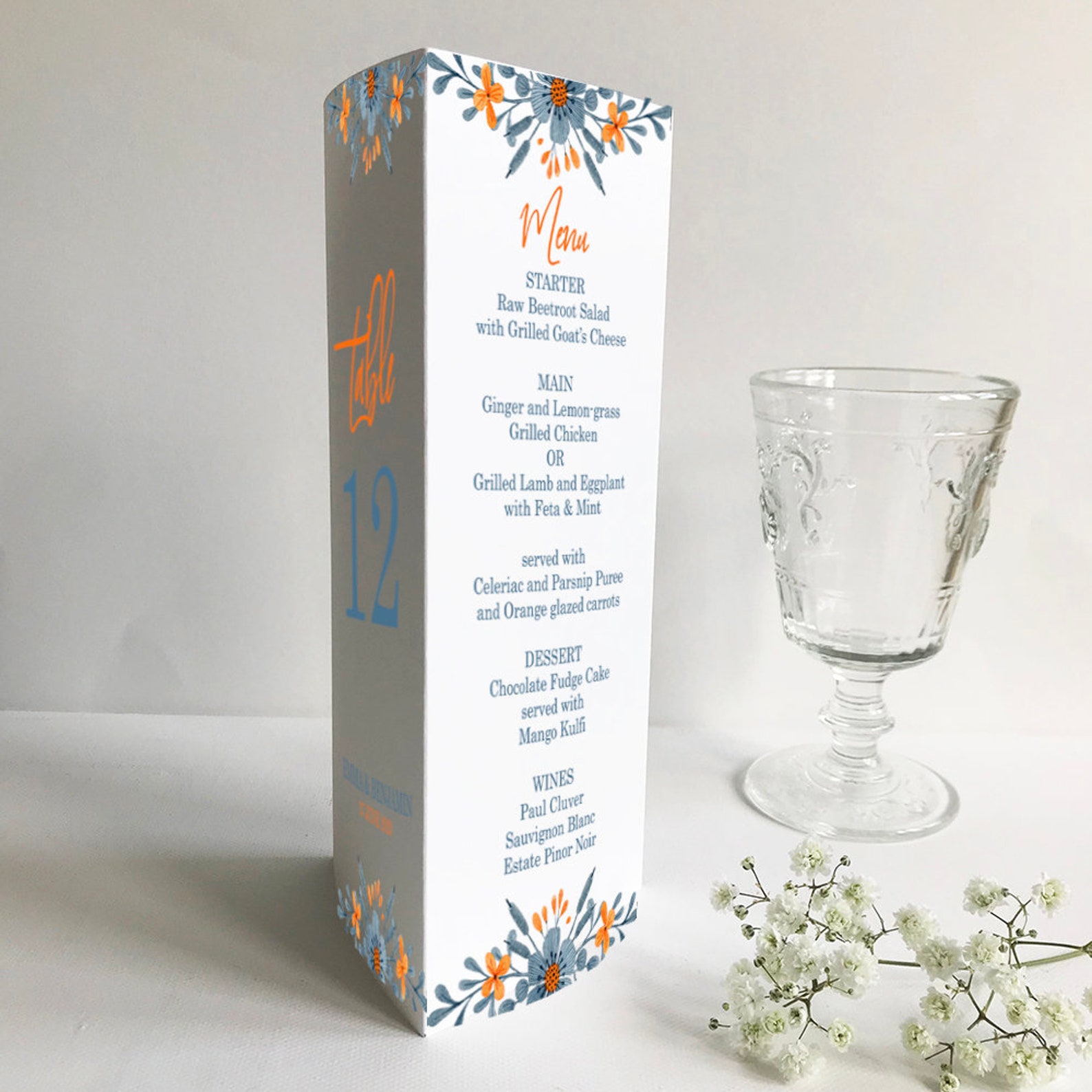 Printable Triangle Wedding Menu and Table Number Set of Four | Etsy