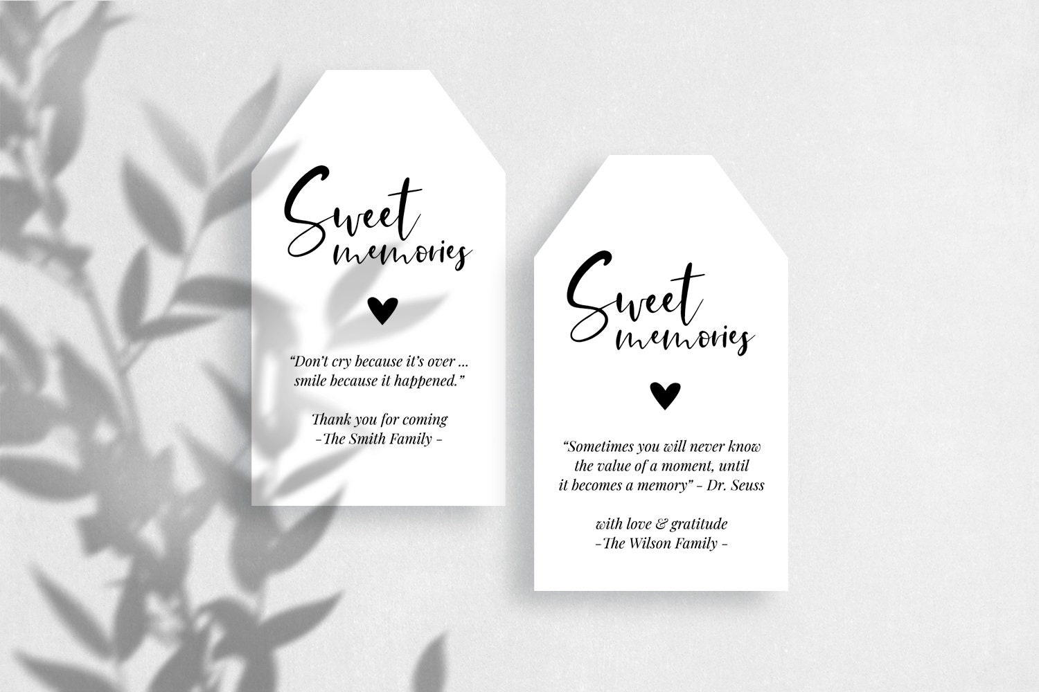 Sweet Memories - Editable Tag Template - Celebration of Life Favor Tags ...