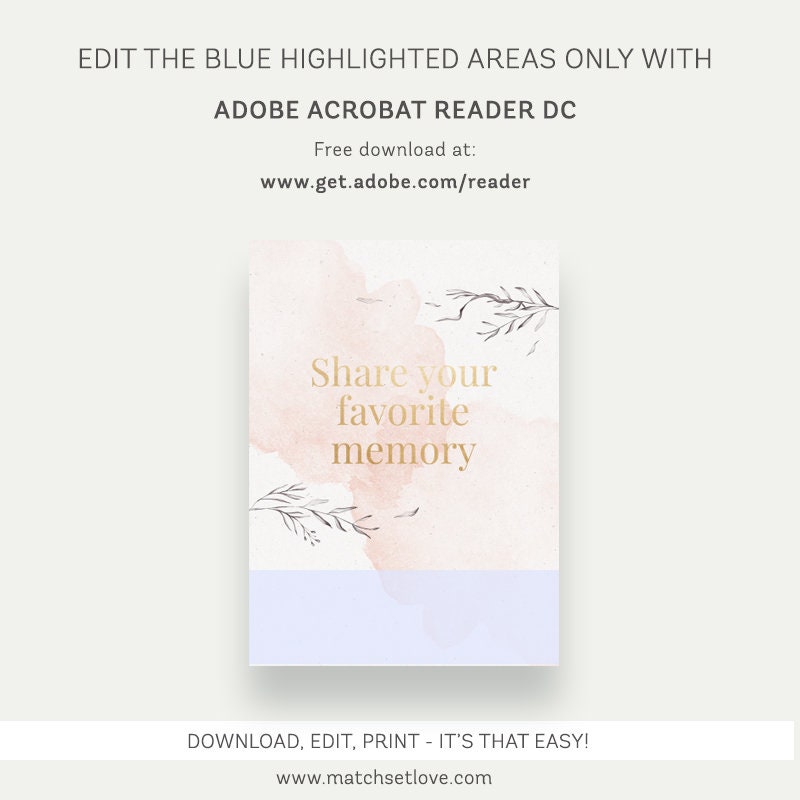 Gray & Gold - Share A Memory Printable Set - Editable Template ...