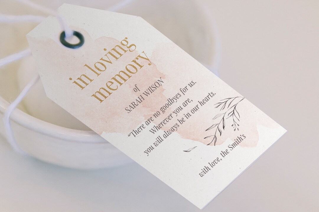 Gray & Gold - in Loving Memory Favor Tag - Editable Tag Template ...
