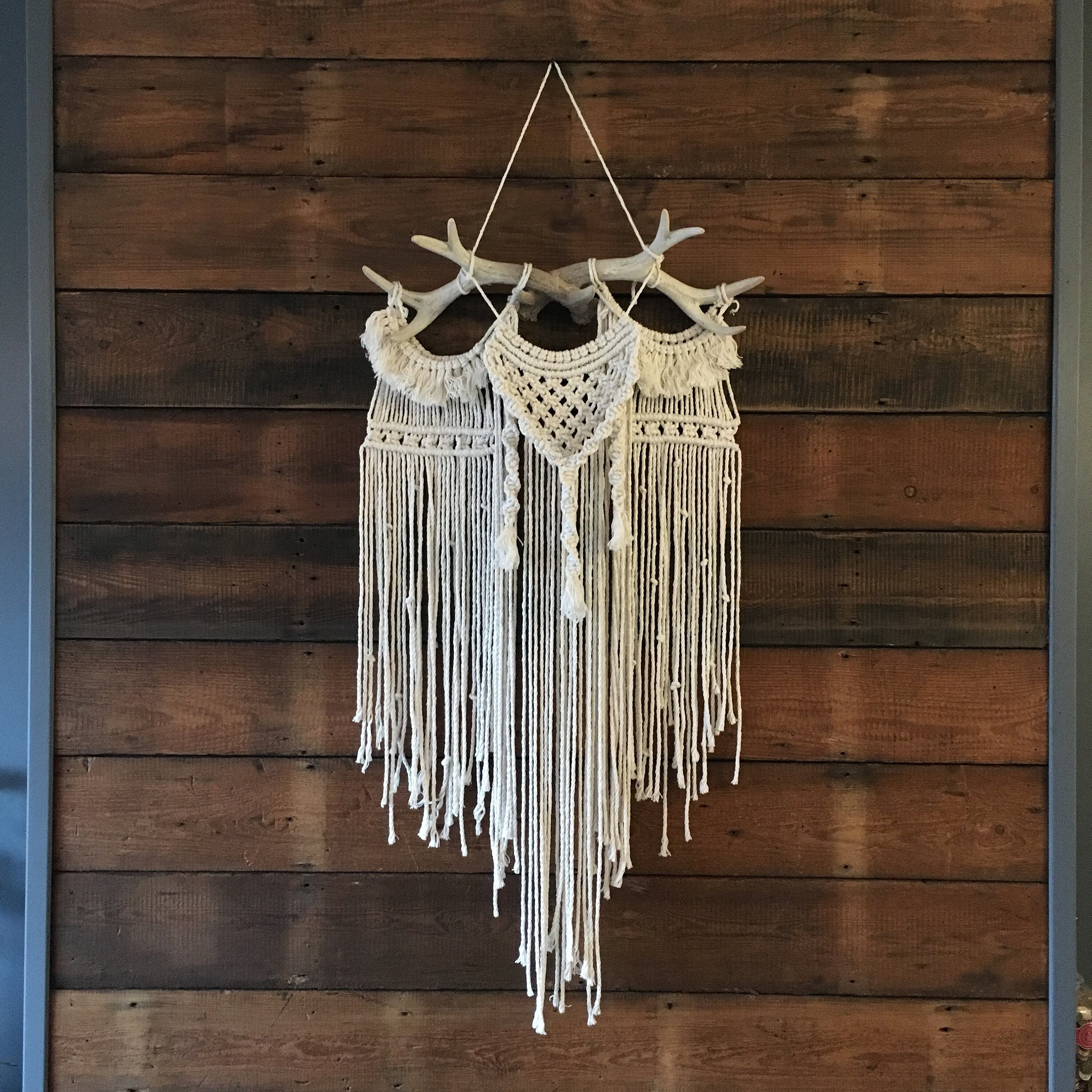Boho Macrame Wall Hanging Deer Antlers - Etsy