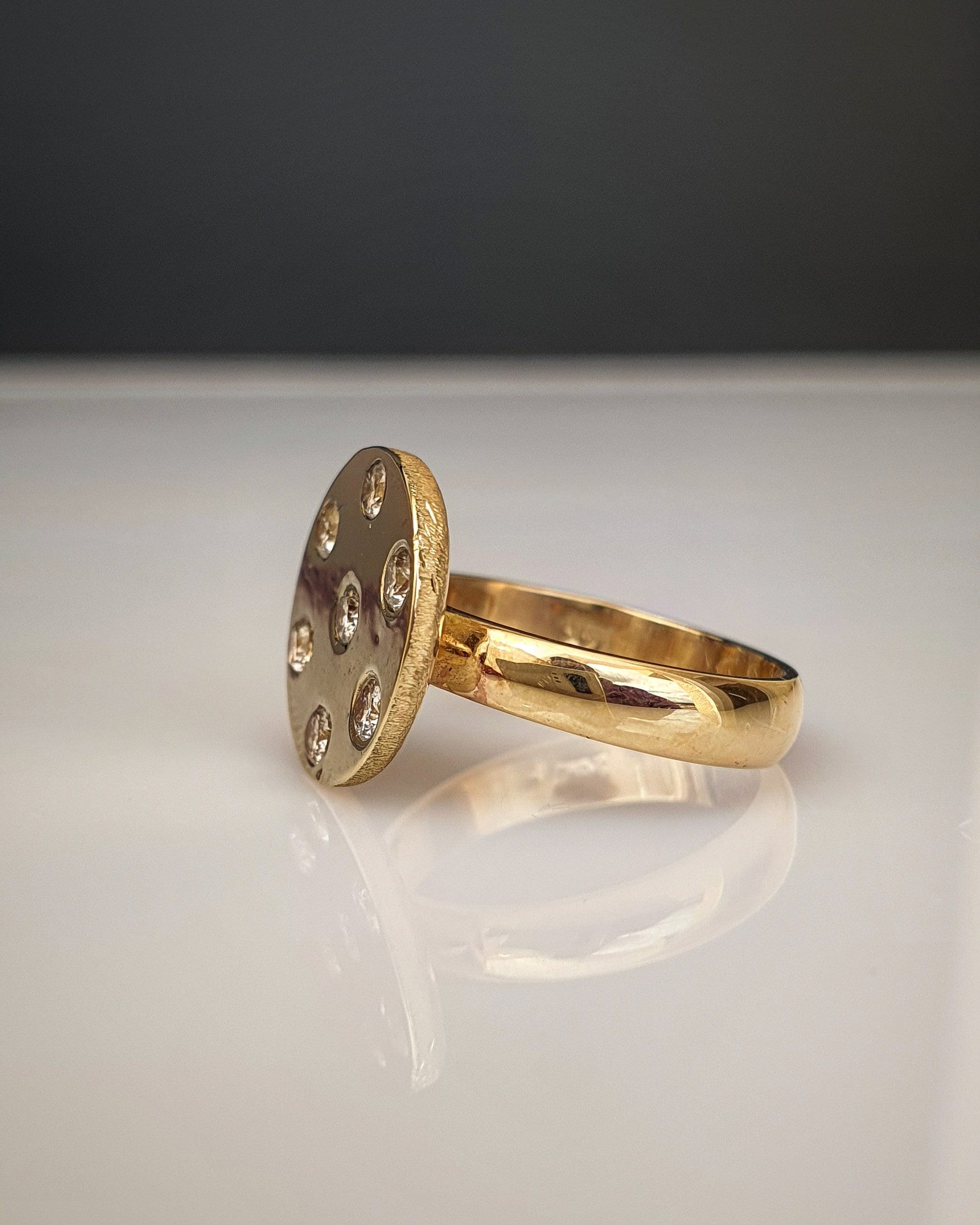 14K Gold Disc Ring: Modern Minimalist Diamond Statement Ring - Etsy
