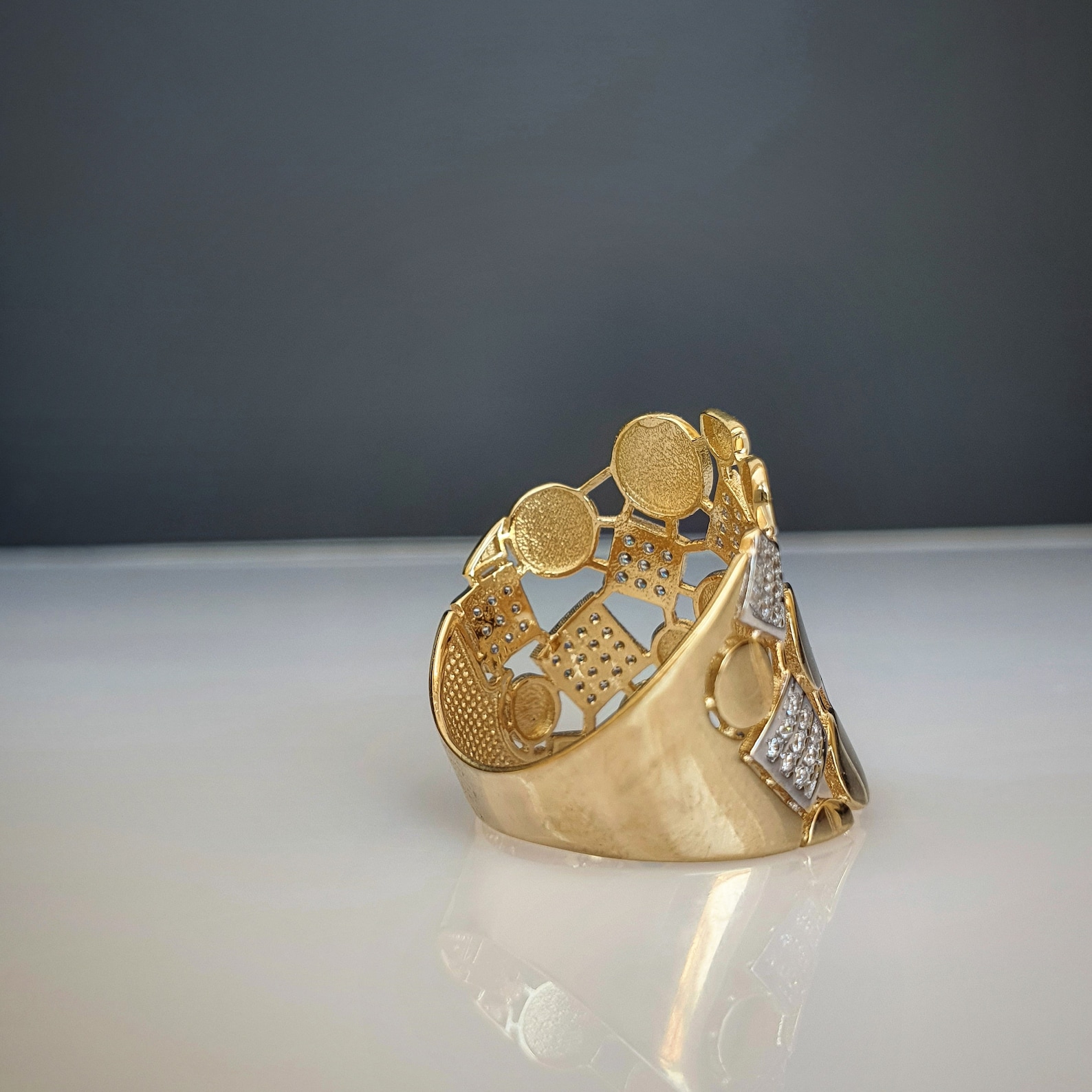 Wide Women Gold Ring, Simple Big Ring, Gold Cocktail Ring, Statement ...