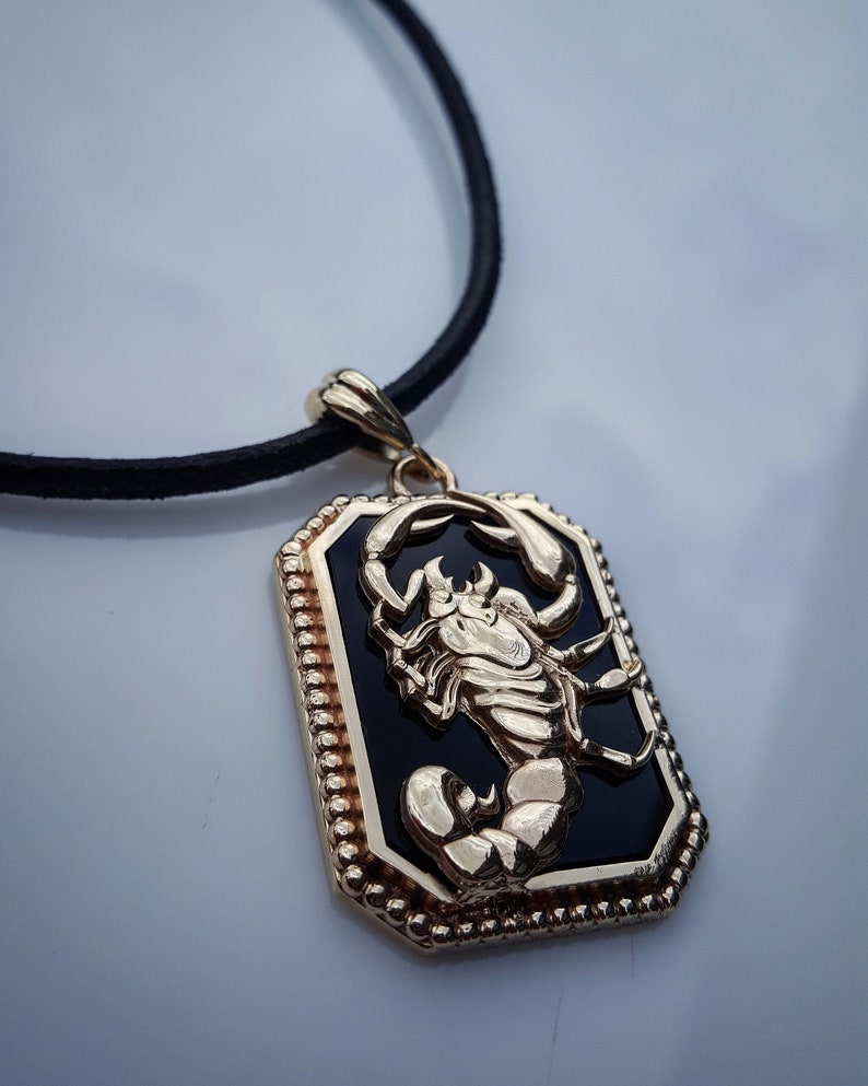 14K Gold Scorpion Pendant: Black Onyx Zodiac Necklace - Etsy