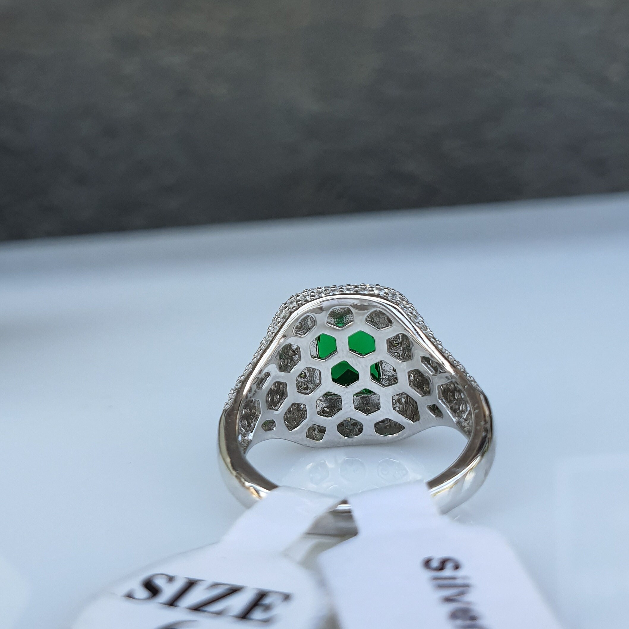 Green Emerald Cut Stone Ring Rectangular Ring Silver Solid - Etsy