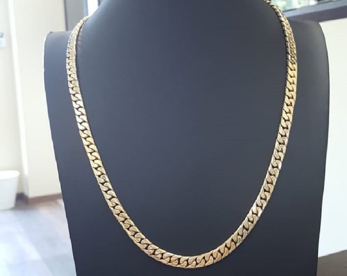 Men's Gold Necklace, Thick Curb Link Gold Chain, Large Chunky Necklace ...