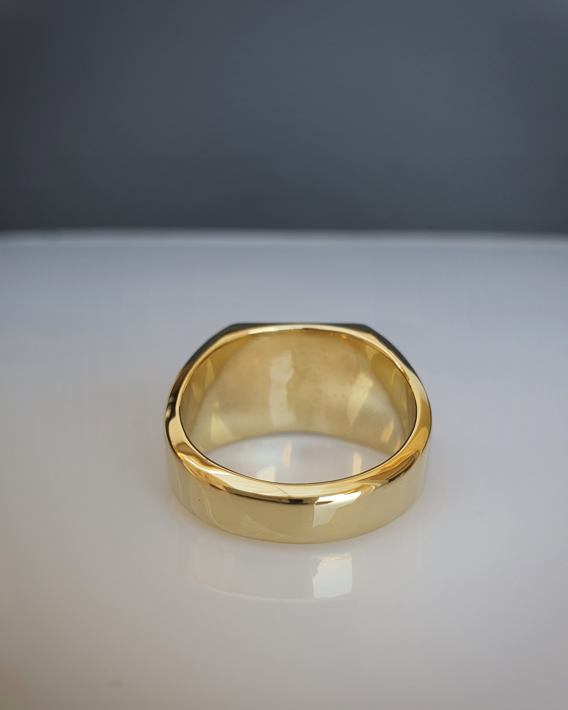 Full Solid Gold Ring 22g, 100% Natural Diamond Black&white, Heavy Gold ...