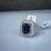 Blue Stone Ring, Rectangular Ring, Silver Solid, Emerald Cut, Diamond ...