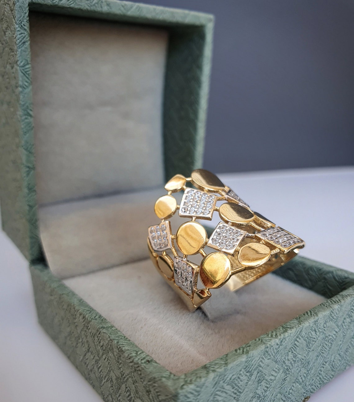 Wide Women Gold Ring, Simple Big Ring, Gold Cocktail Ring, Statement ...