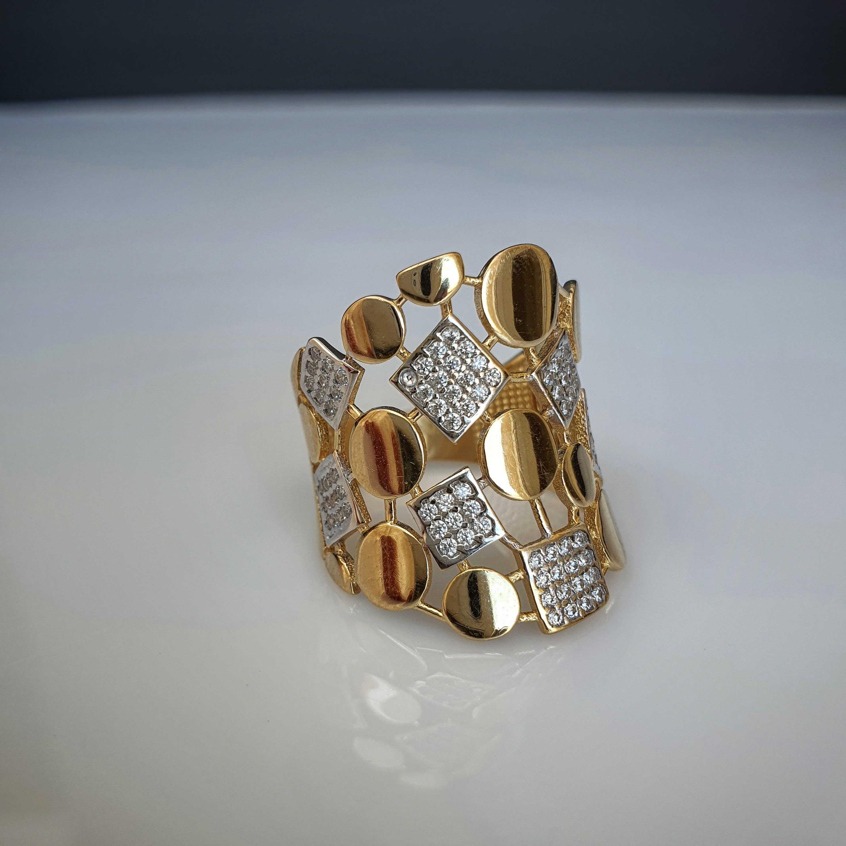 Wide Women Gold Ring, Simple Big Ring, Gold Cocktail Ring, Statement ...