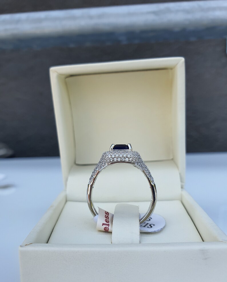 Blue Stone Ring Rectangular Ring Silver Solid Emerald Cut - Etsy