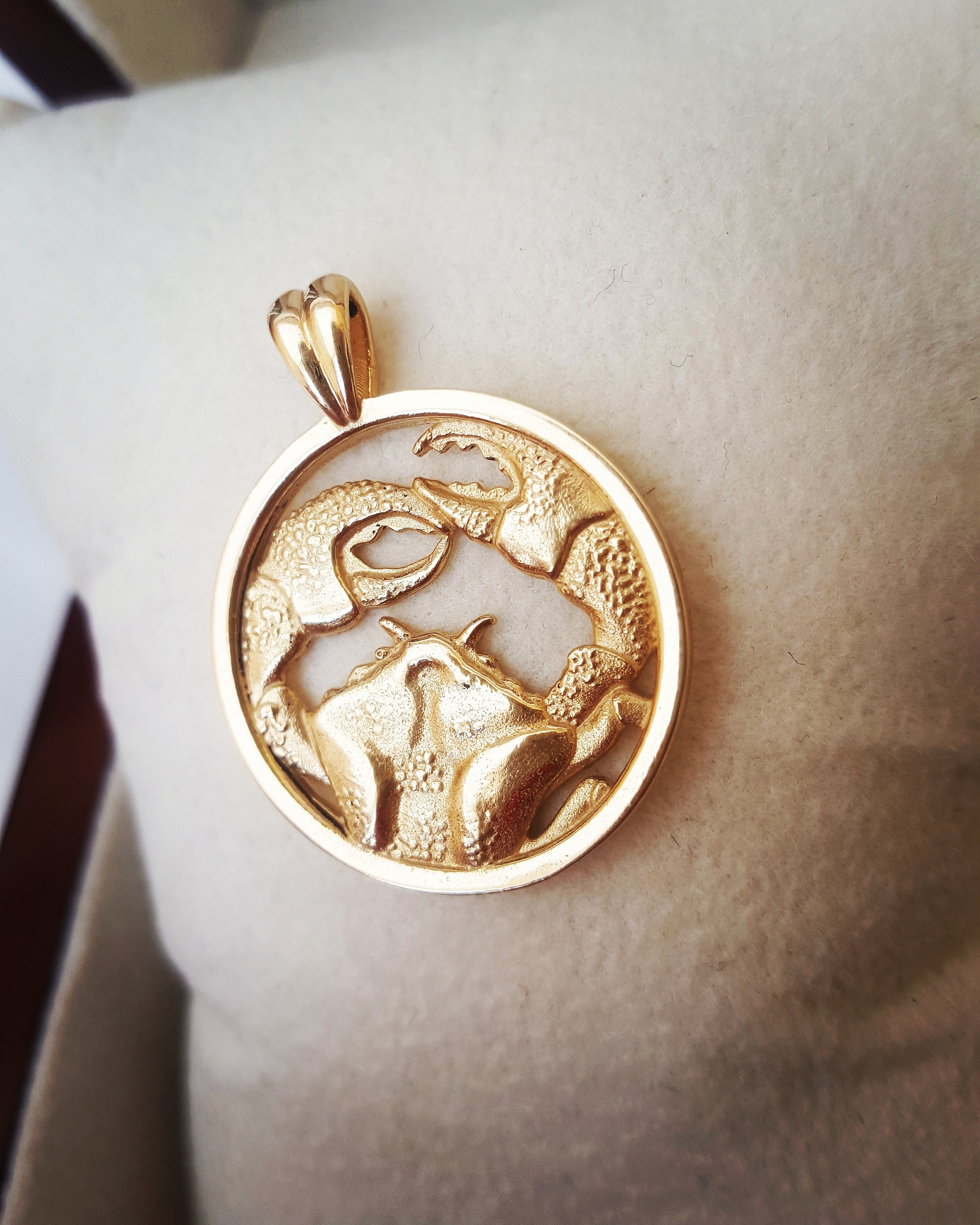 Zodiac Solid Gold Cancer Pendant Cancer Jewelry Gold Zodiac - Etsy