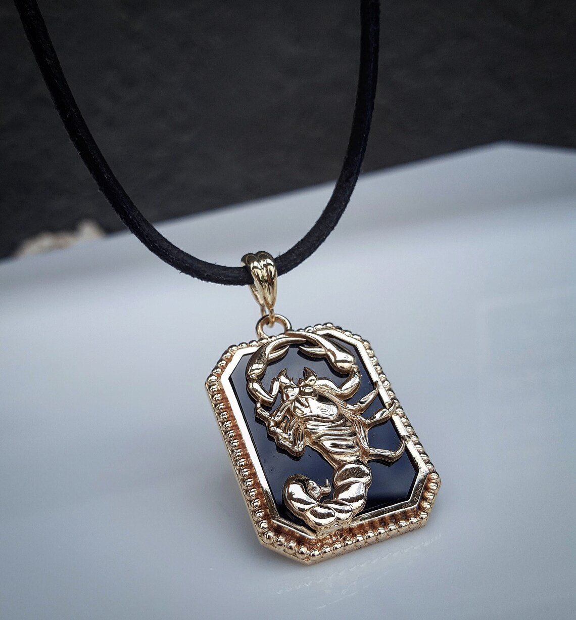 Gold Scorpion Pendant Big Gold Pendant Scorpion Medallion Etsy 
